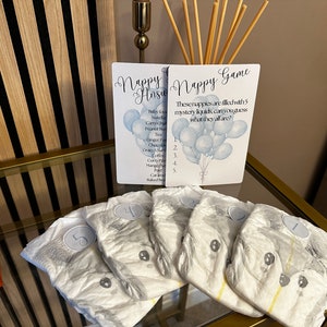 Pampas Nappy Game for Baby Showers - Includes 5 Nappies, Answer Sheets ...