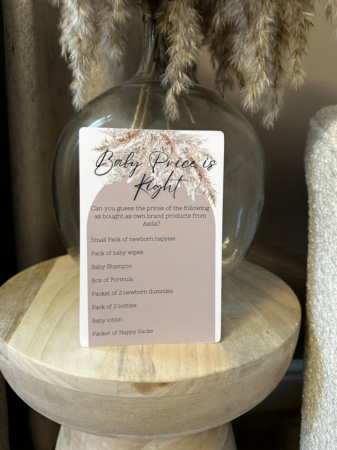 Pampas Baby Price is Right Baby Shower Game Neutral Baby Shower 12x18cm ...