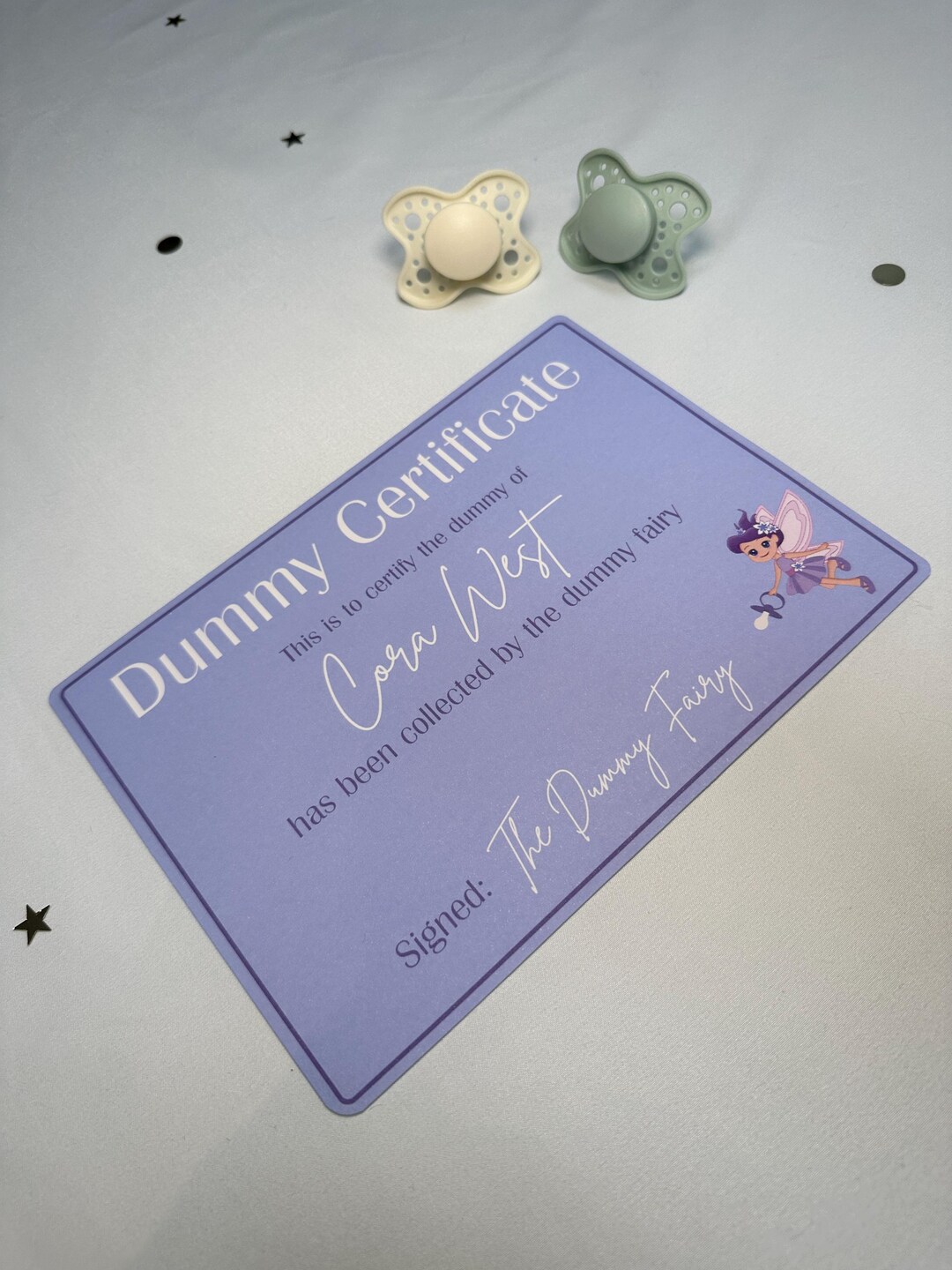 Certificate for Giving up the Dummy, Personalised Children's Dummy ...