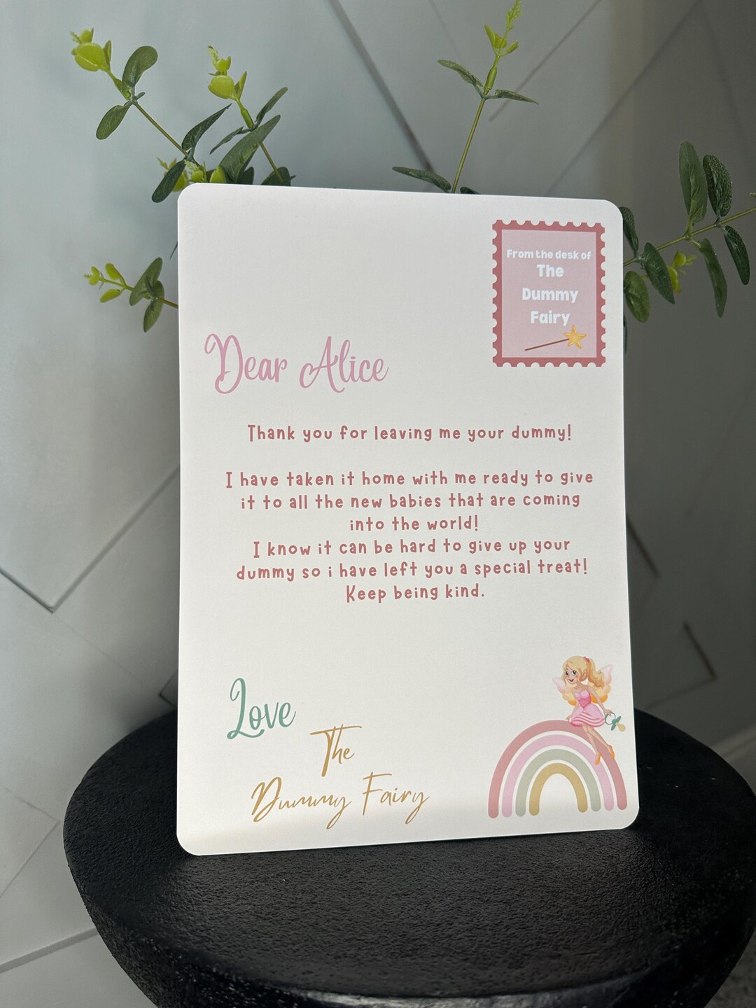 Personalised Dummy Fairy Letter, A4 Size, Printed on 300gsm Matte Card ...