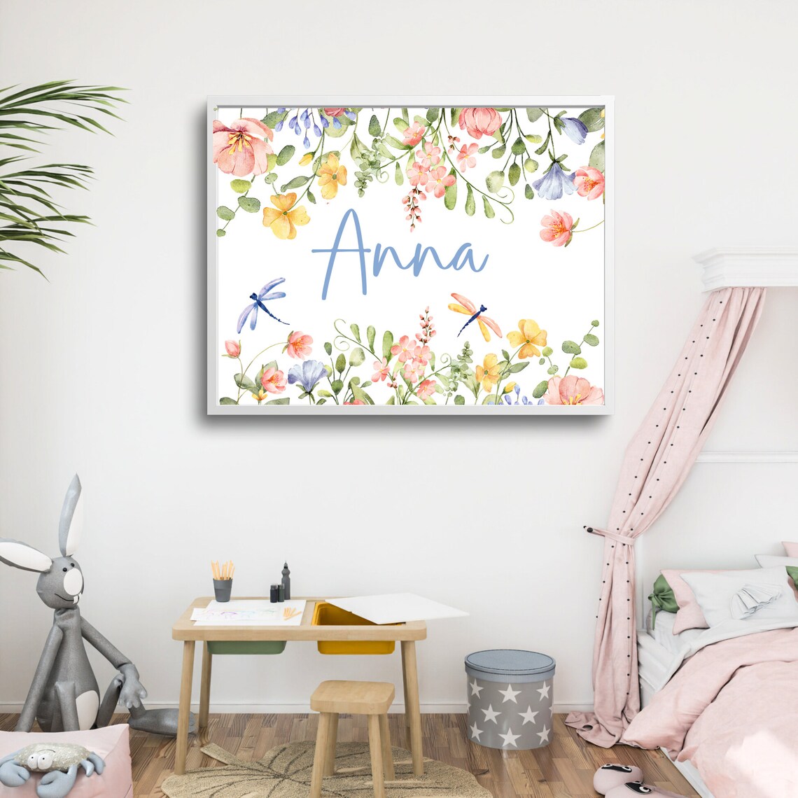CUSTOM Wildflower Baby Name, Girl's Nursery Wall Art, Girl's Name Wall ...