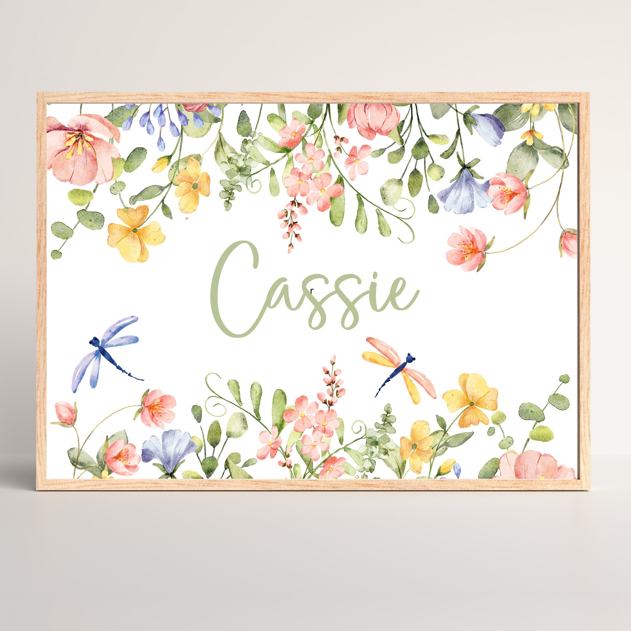 CUSTOM Wildflower Baby Name, Girl's Nursery Wall Art, Girl's Name Wall ...