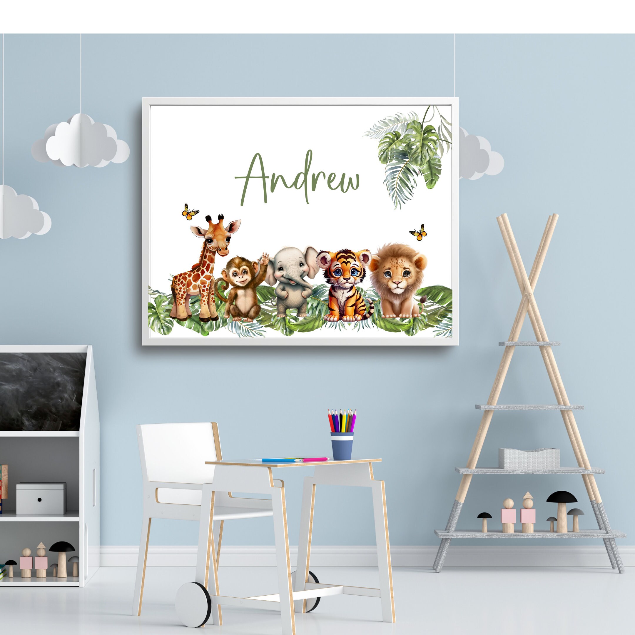 Jungle Nursery Name Sign Boy's Jungle Name Sign Jungle - Etsy