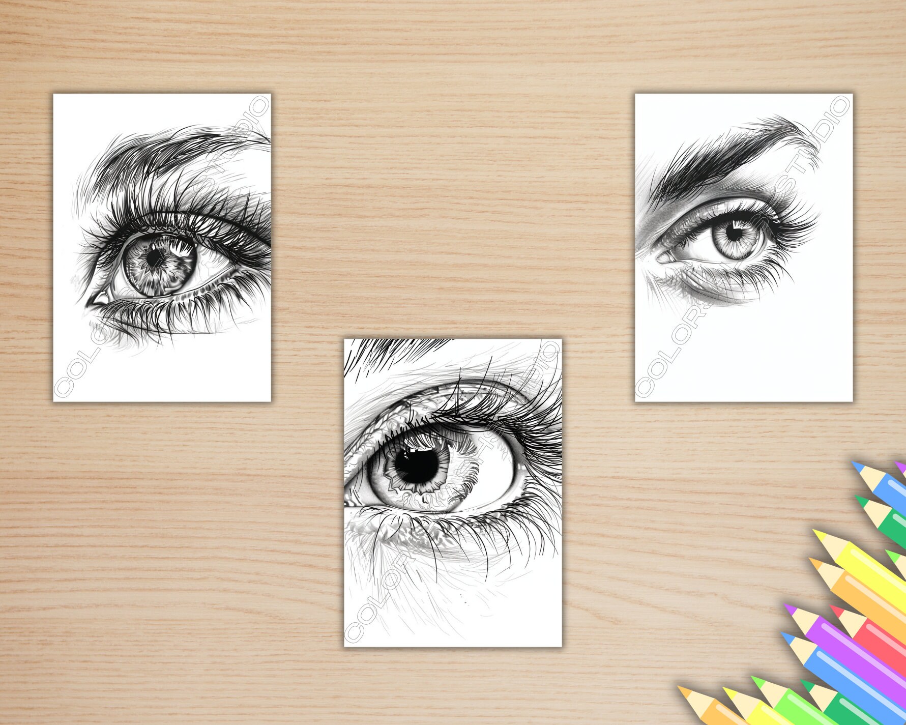 20 Beautiful Eyes Coloring Pages for Kids and Adults, Digital Download ...