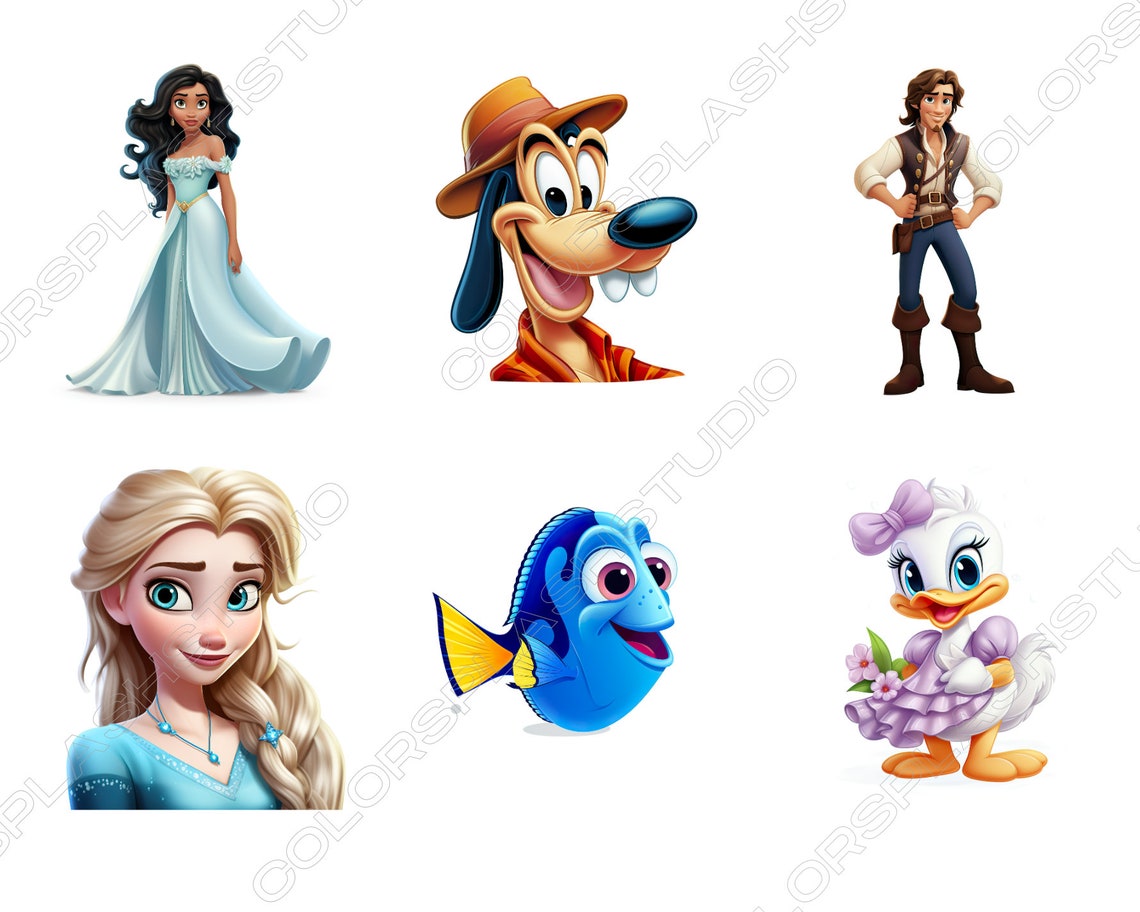 23 Cartoon Characters Clipart, Cartoon Style Clipart, Frozen, Toy Story ...