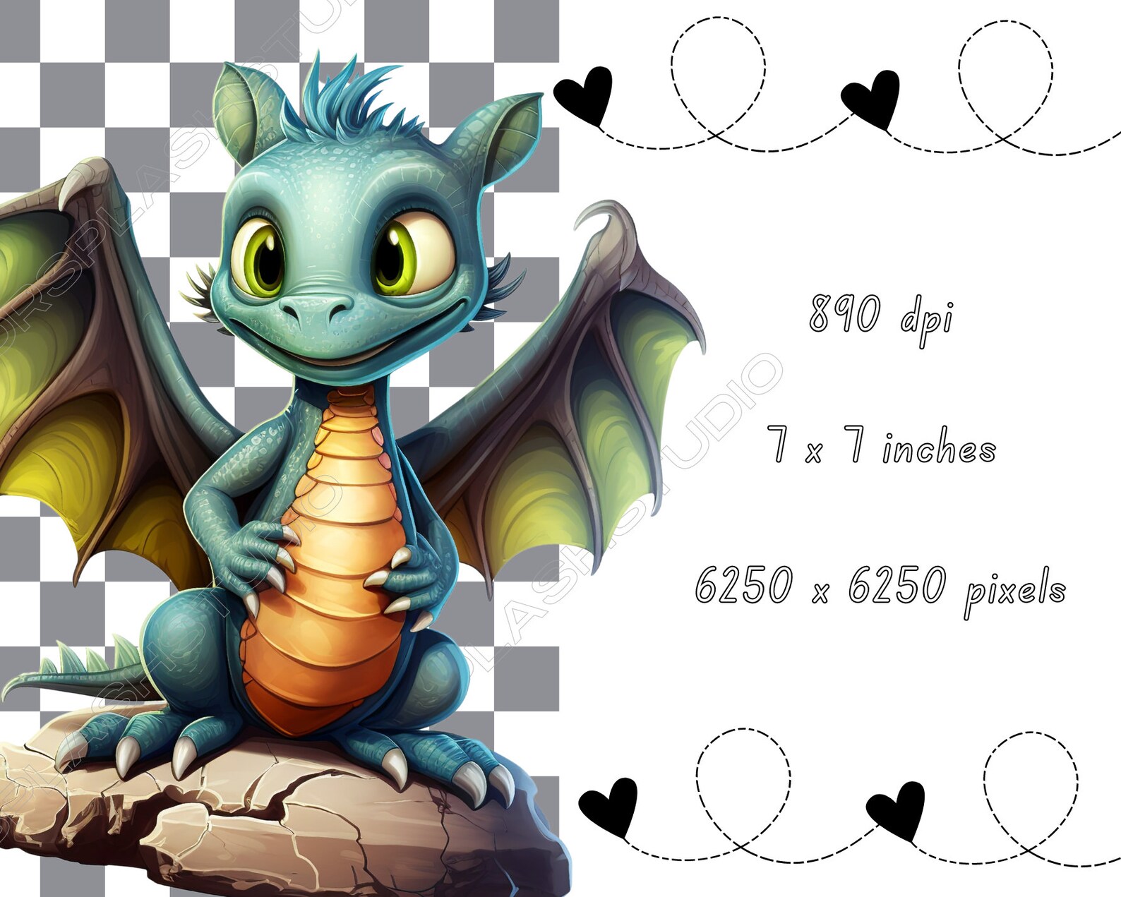 Cute Baby Dragon Clipart, Fantasy Art (PNG, JPG) - Etsy