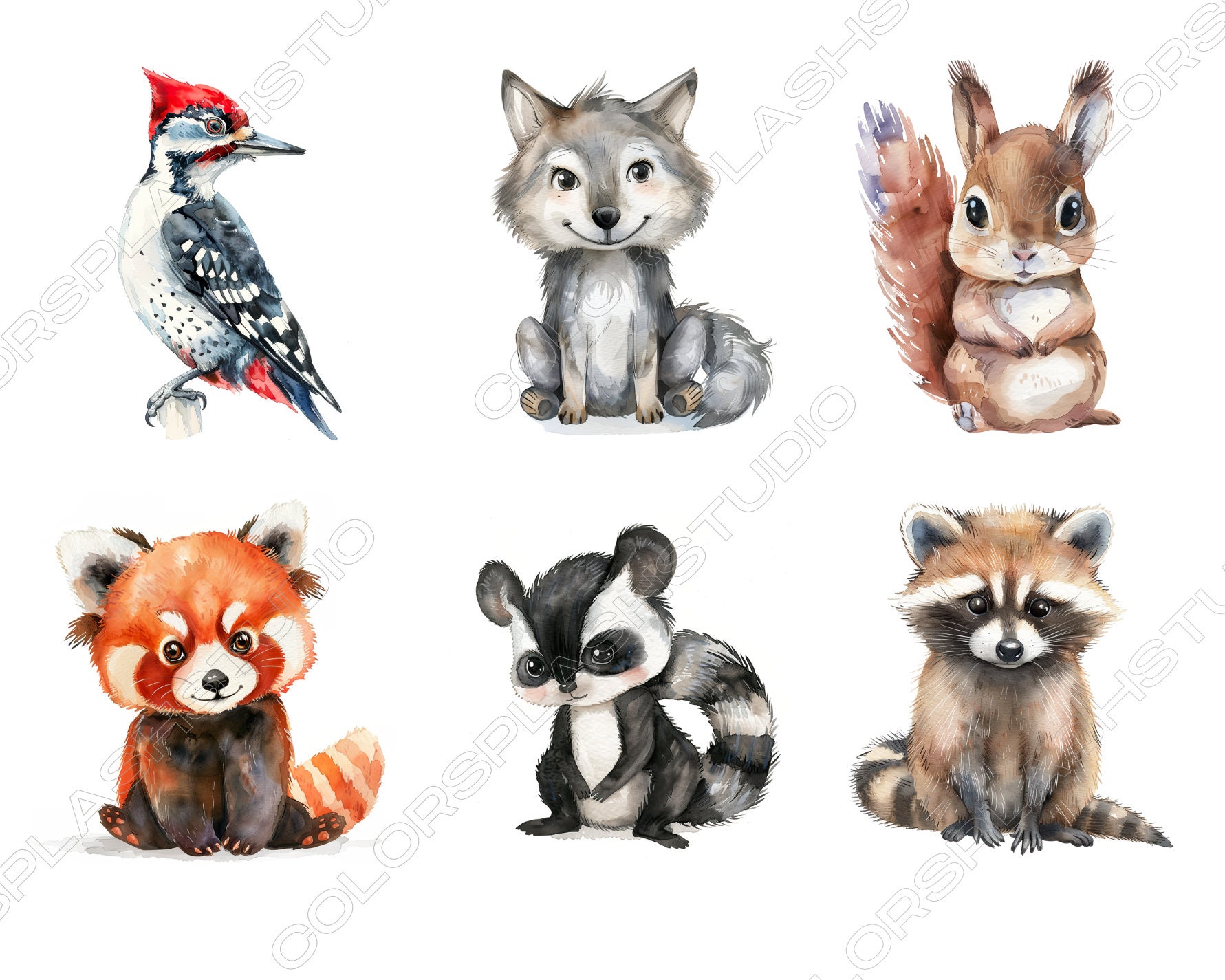 30 Forest Animal Clipart, Forest Themed Clipart, Berries, Trees, Animal ...