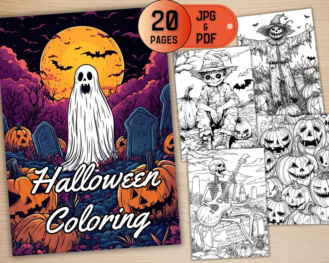20 Spooky Halloween Theme Coloring Pages, Adult and Kids Coloring ...