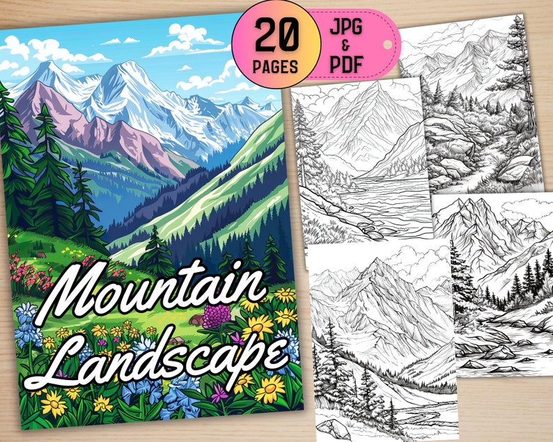 20 Beautiful Mountain Landscape Coloring Pages for Kids and Adults ...