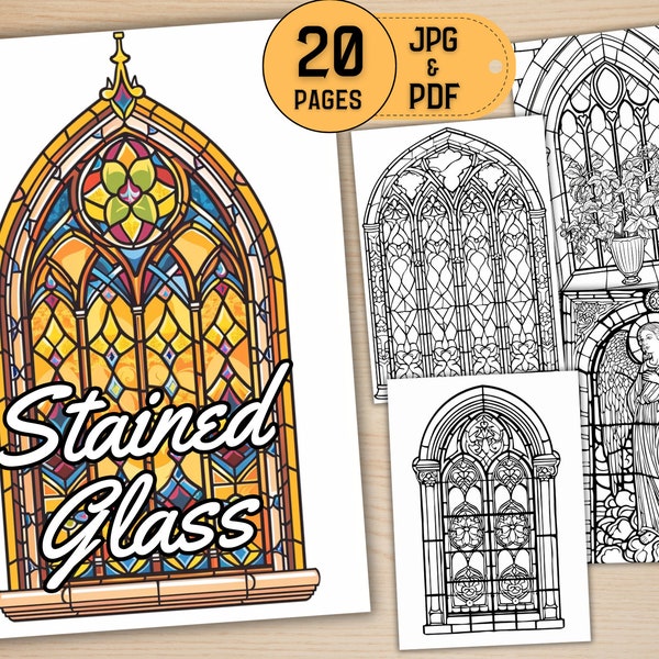 Stained Glass Window Coloring Book - Etsy