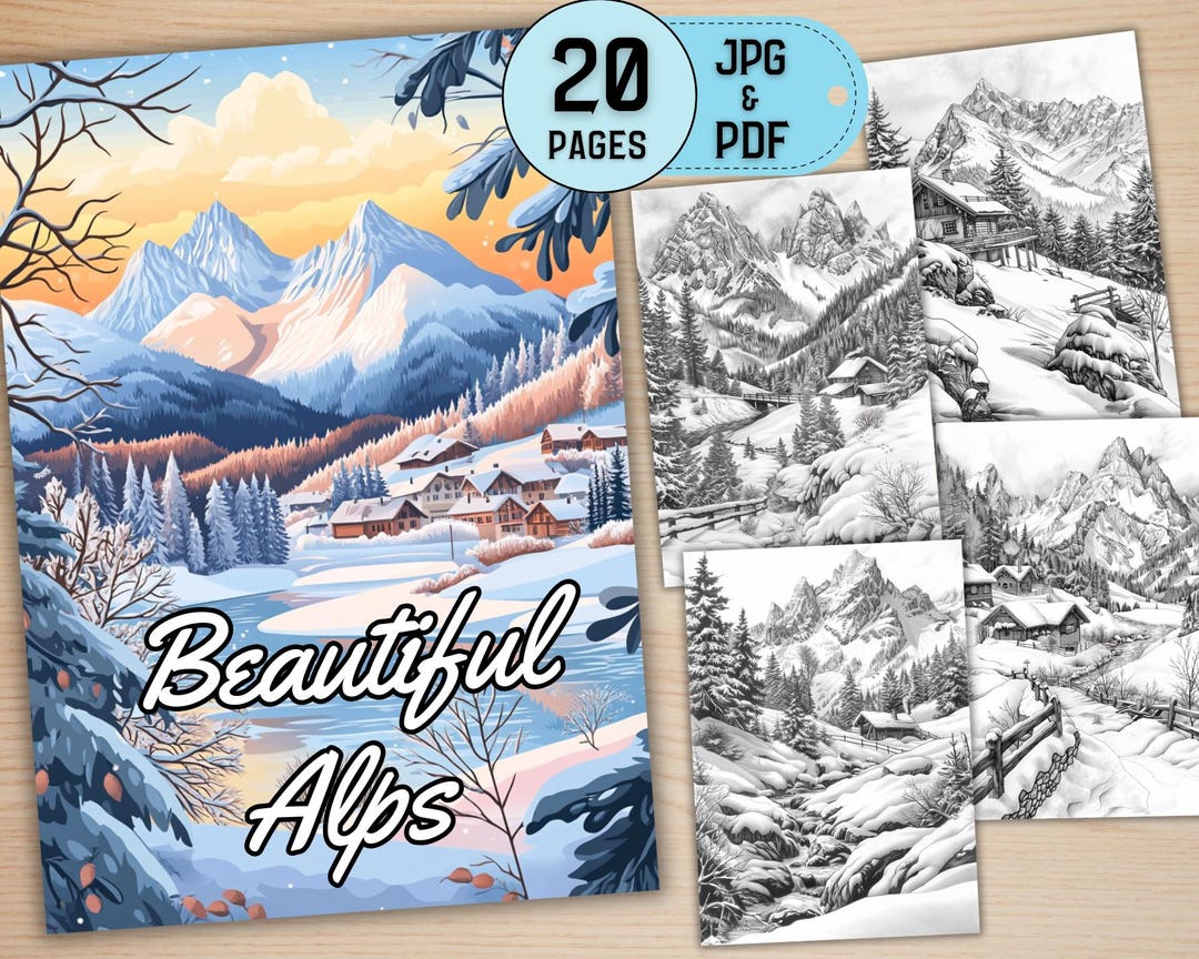 20 Beautiful Alps Landscape Coloring Pages Made for Kids and Adults ...