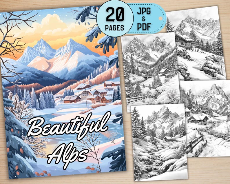 20 Beautiful Alps Landscape Coloring Pages Made for Kids and Adults ...