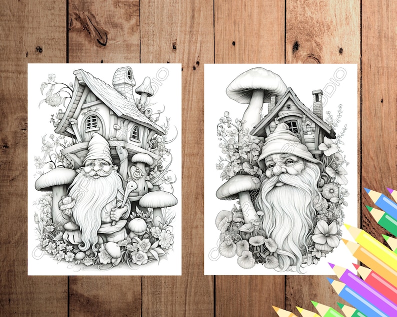 12 Gnome With Fairy Homes Coloring Pages Pt.3 - Fantasy Coloring Pages ...