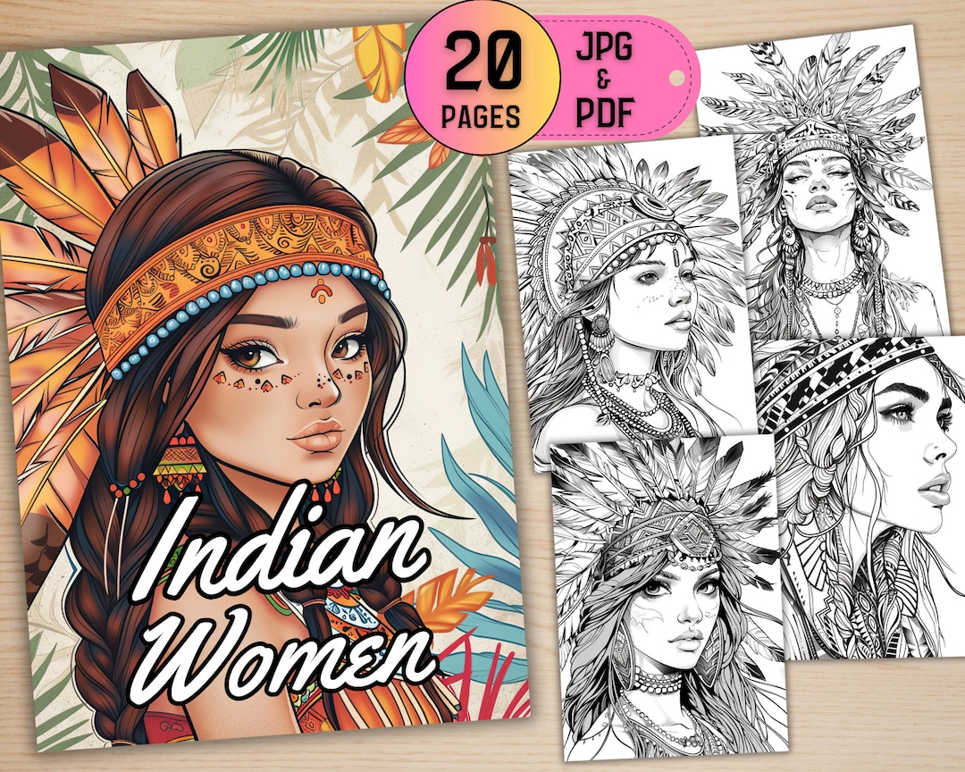 20 Indian Women Coloring Pages for Kids and Adults, Women Coloring ...
