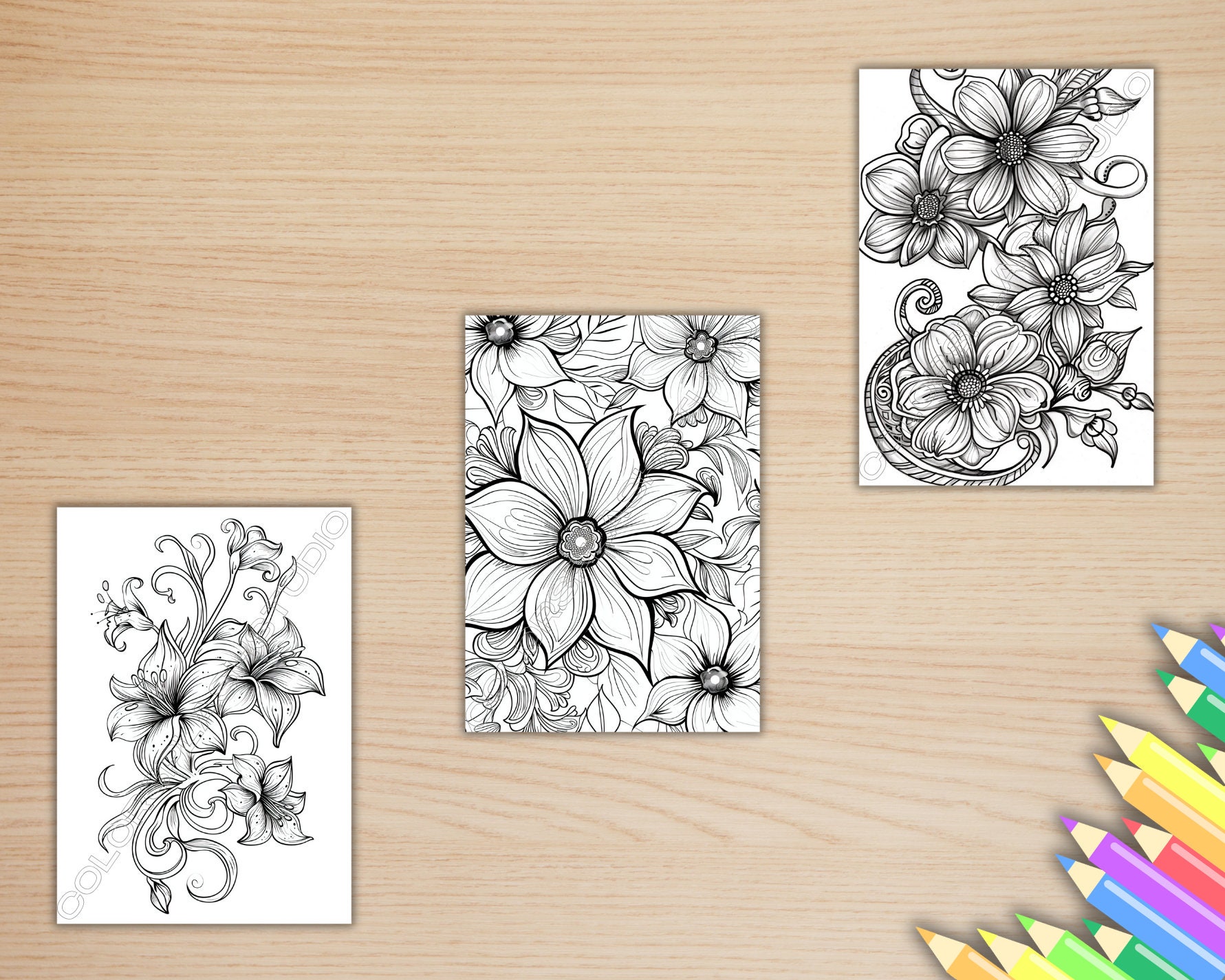 20 Swirl With Flower Coloring Book for Kids and Adults, Floral Coloring ...