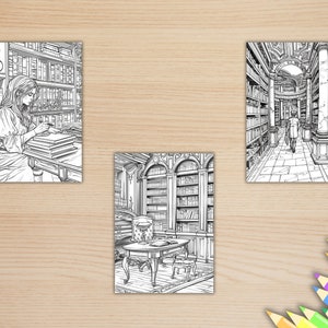 20 Enchanted Library Coloring Pages, Room Coloring, Adult Coloring Book ...
