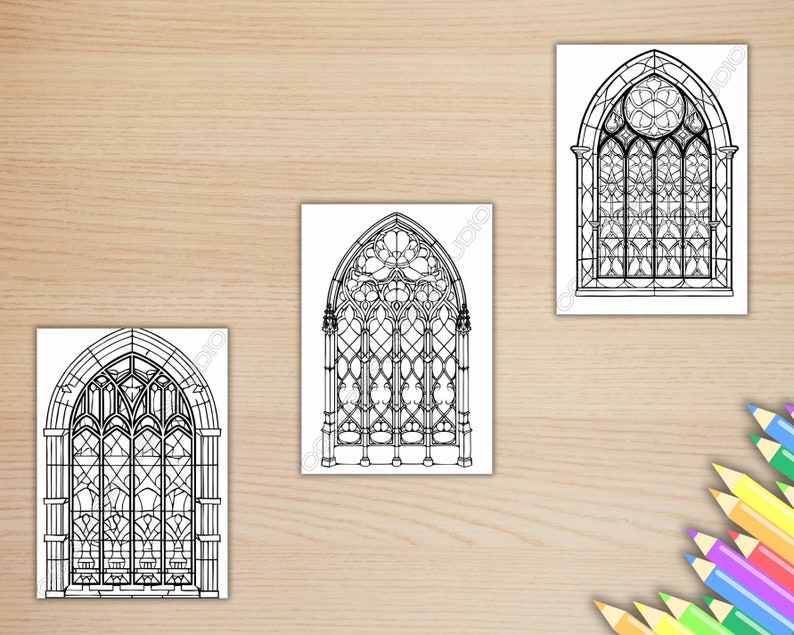 20 Stained Glass Windows Coloring Book for Adult and Kid, Window ...