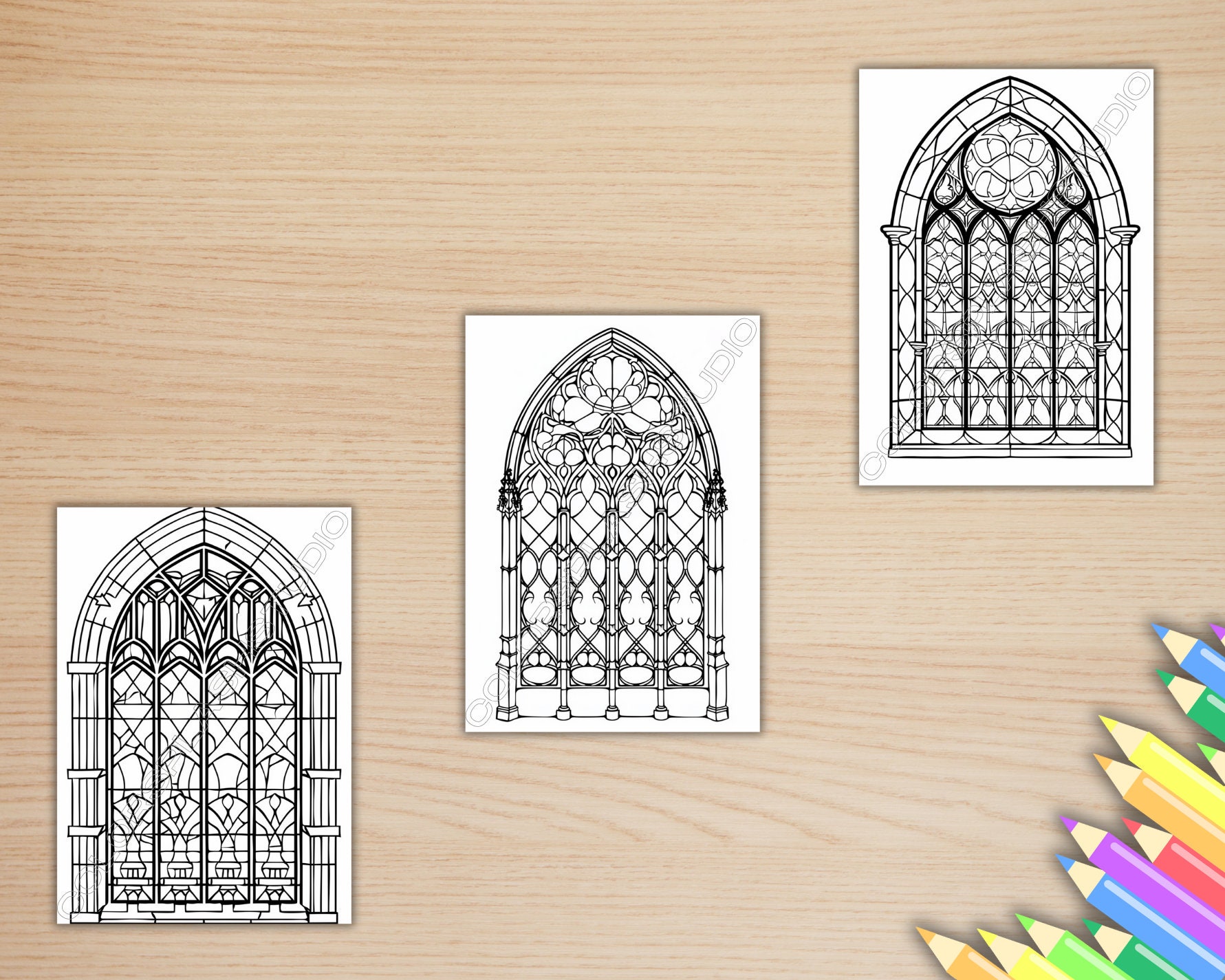 20 Stained Glass Windows Coloring Book for Adult and Kid, Window ...
