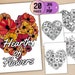 20 Hearth Shaped Flowers Coloring Page for Kids and Adults, Floral ...