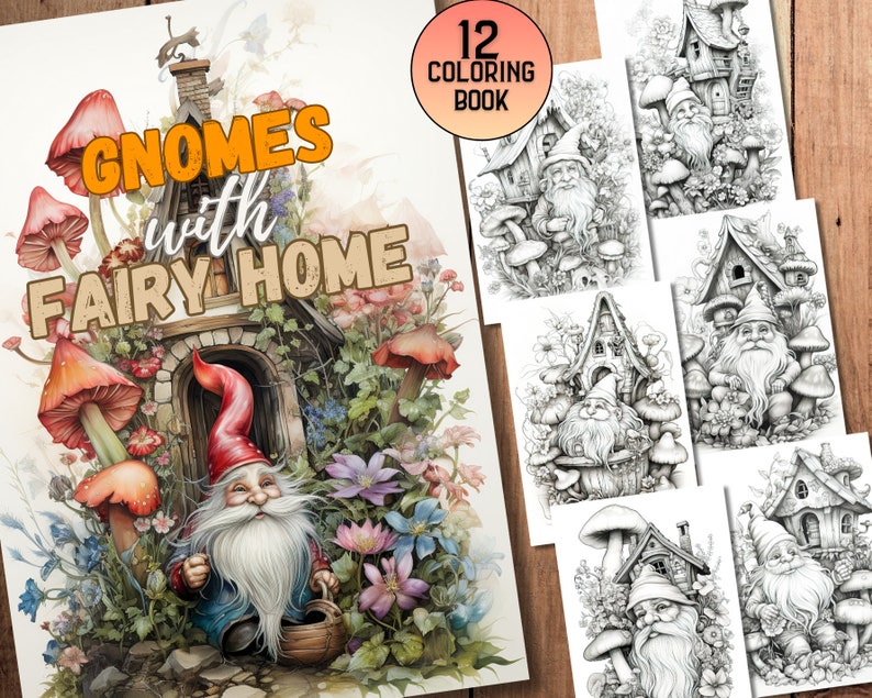 12 Gnome With Fairy Homes Coloring Pages Pt.3 Fantasy Coloring Pages ...
