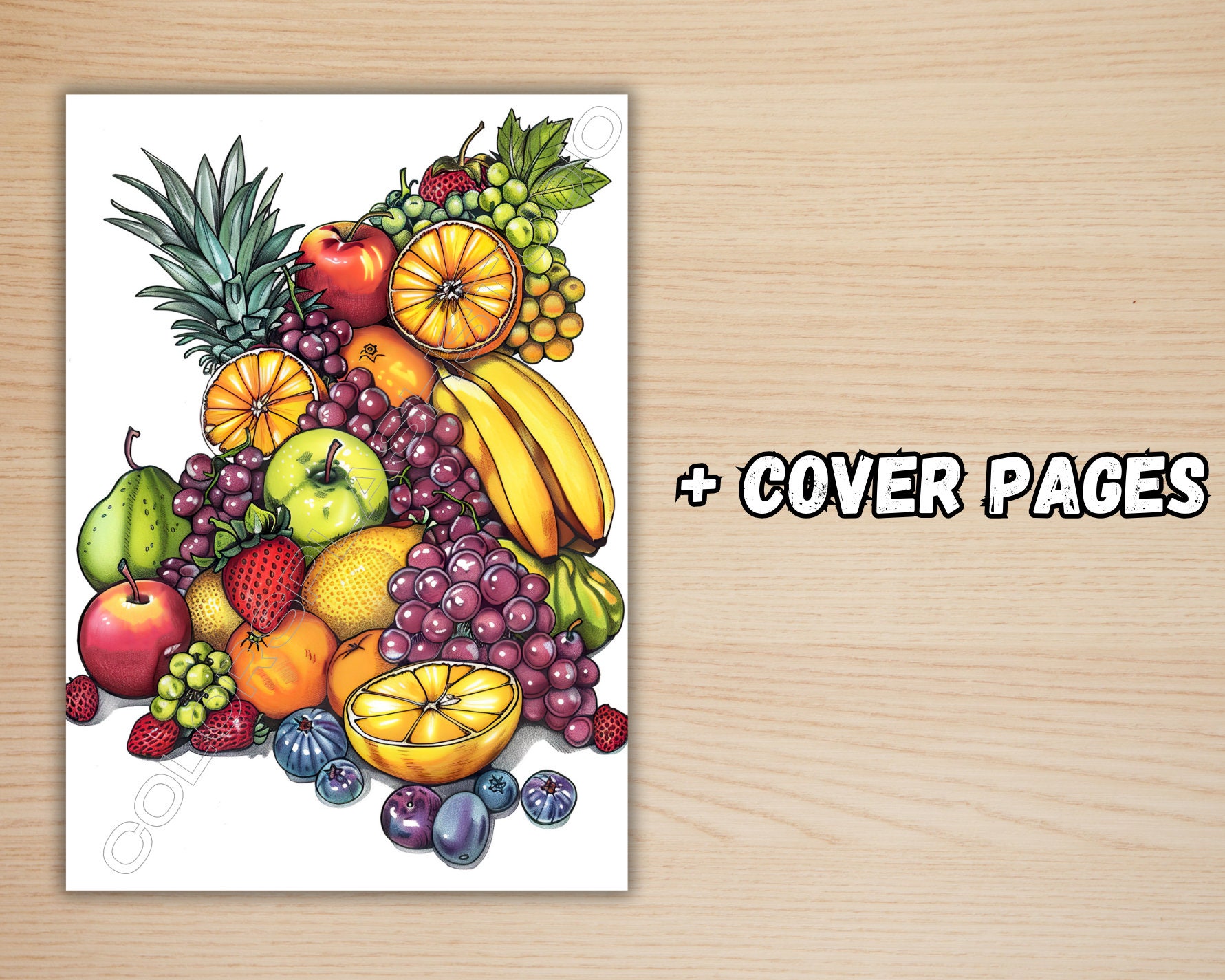 20 Sweet Fruits Coloring Book, Adult Coloring Book, Garden Coloring ...