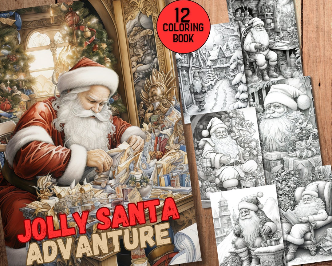 12 Jolly Santa Coloring Pages Pt.2 | Adult Kids Coloring Pages ...