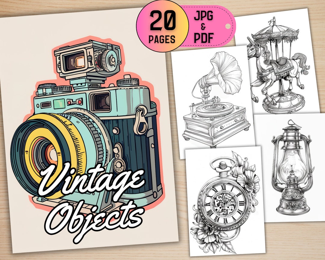 20 Enchanted Vintage Objects Coloring Pages, Adult Coloring Pages ...
