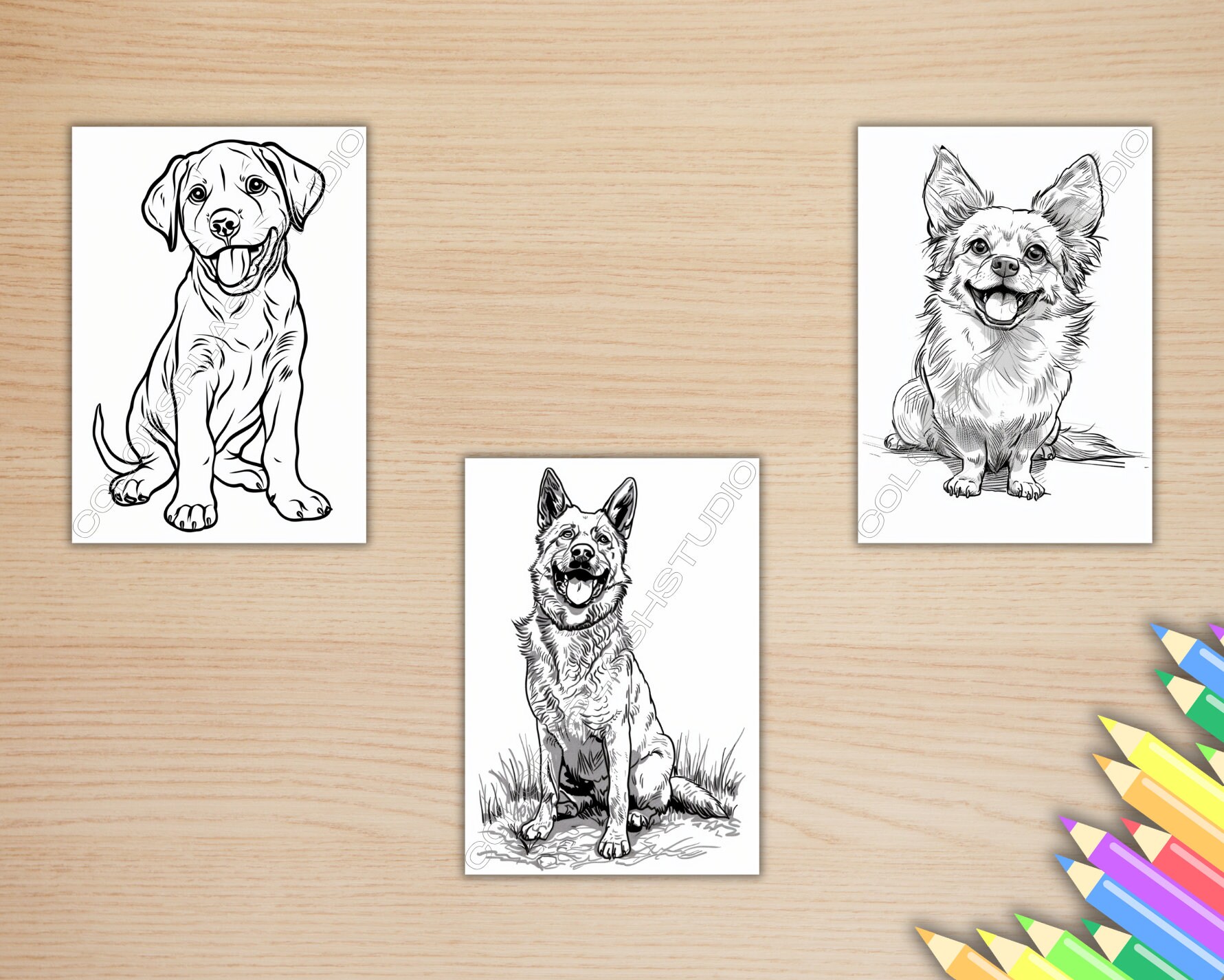 20 Adorable Cute Dogs Coloring Pages for Kids and Adults, Animal ...