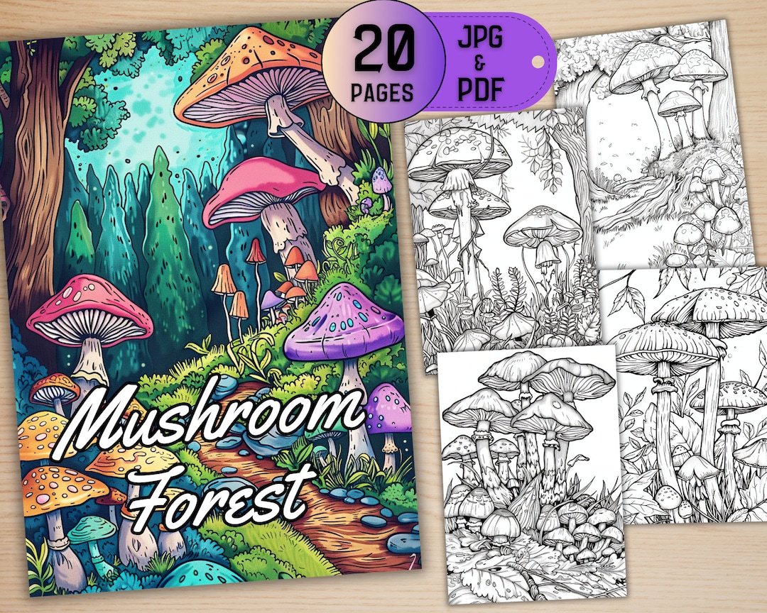 20 Enchanted Mushroom Forest Coloring Pages for Kids and Adults ...