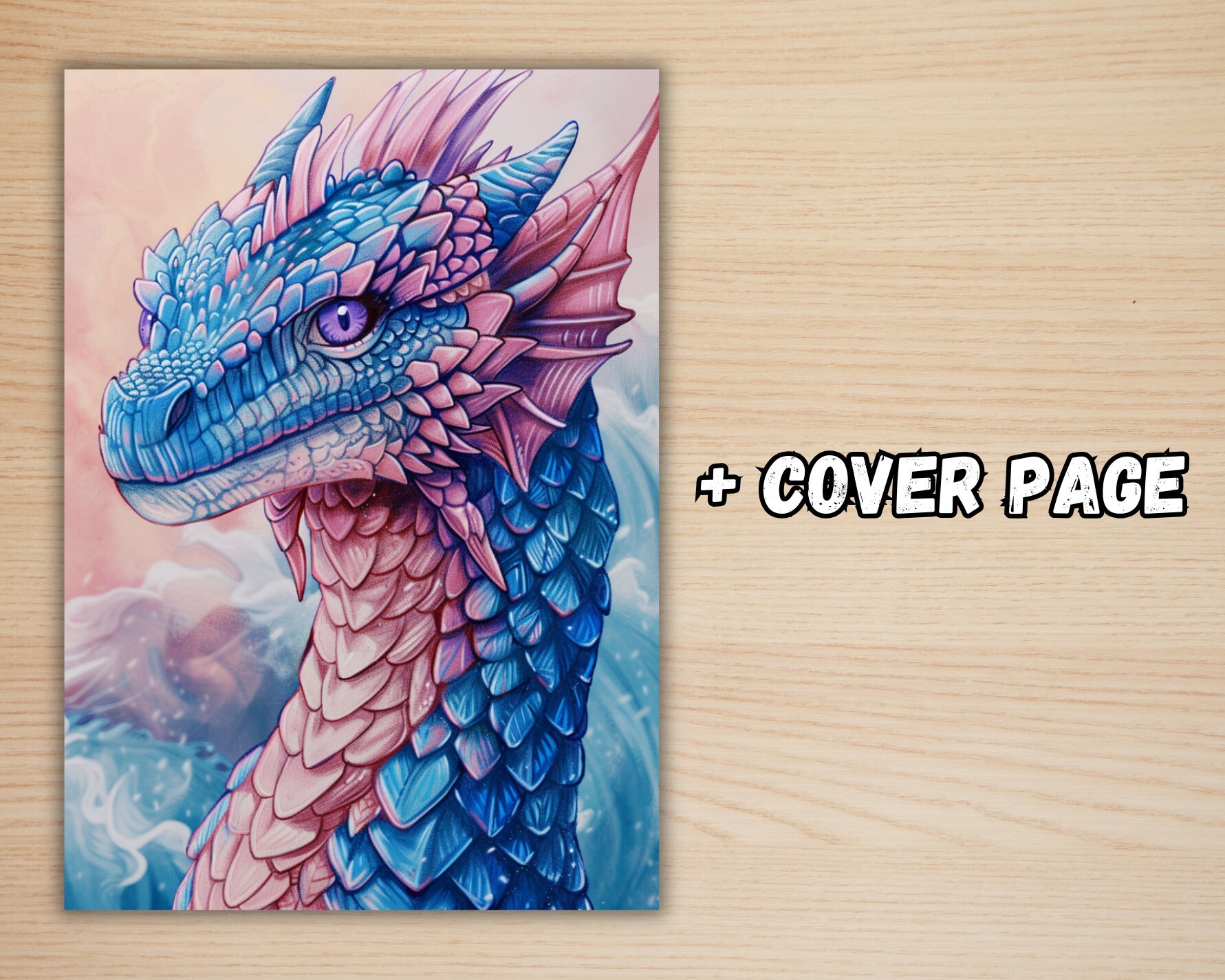 20 Fantasy Dragons Portrait Coloring Pages for Kids and Adults, Fantasy ...