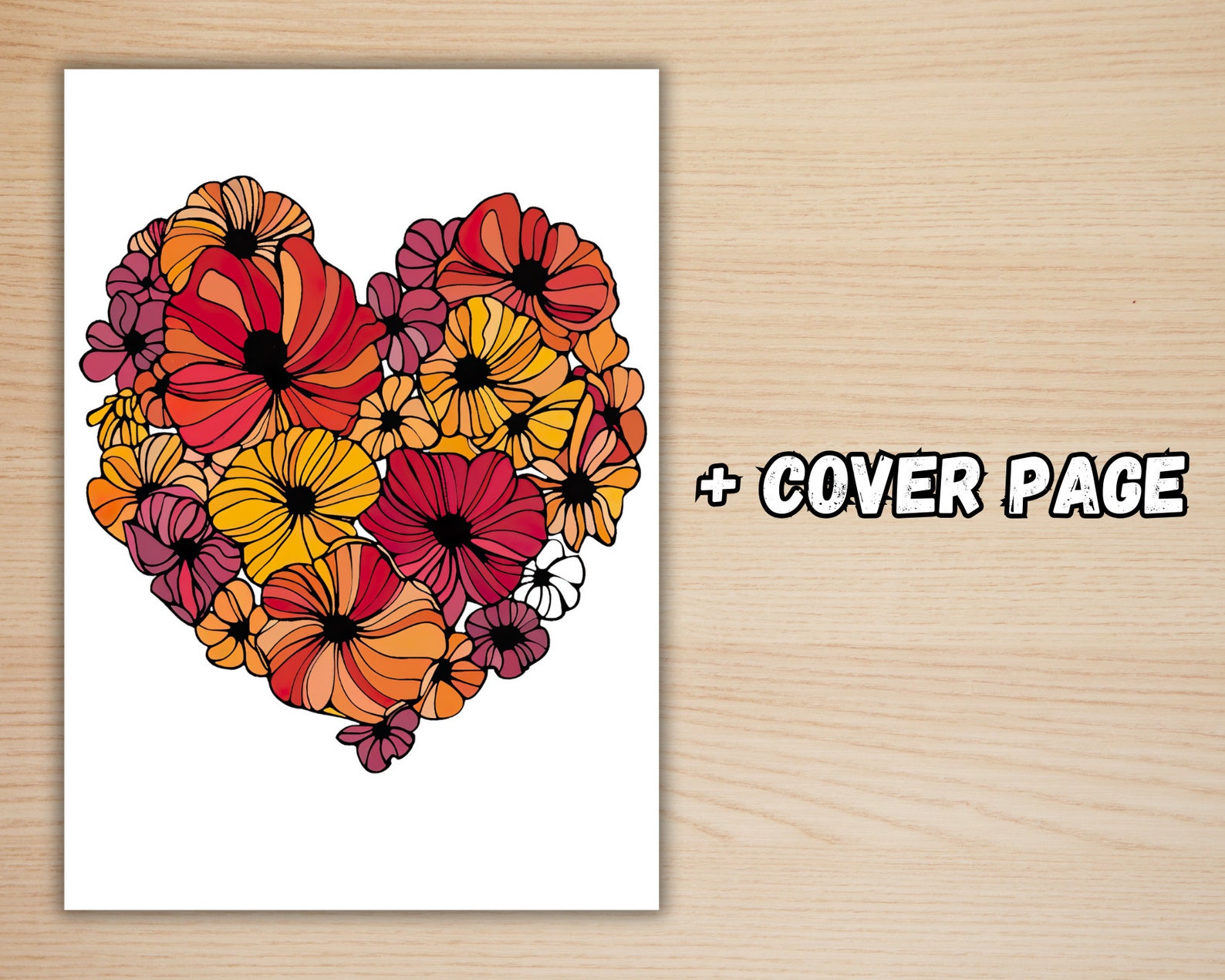 20 Hearth Shaped Flowers Coloring Page for Kids and Adults, Floral ...