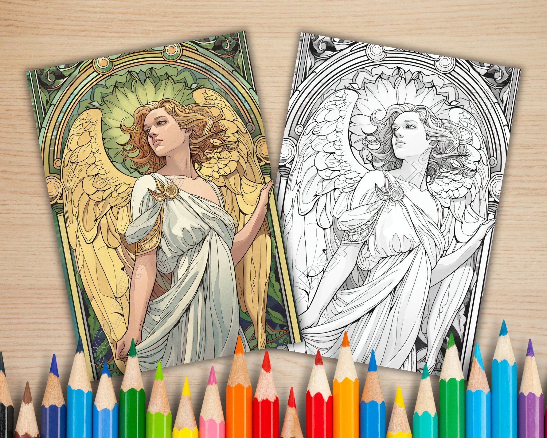 20 Heaven Themed Coloring Pages for Kids and Adult, Angels Coloring ...