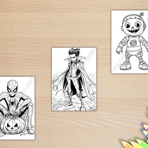 15 Halloween Costumes Coloring Pages for Kids and Adults, Superhero ...