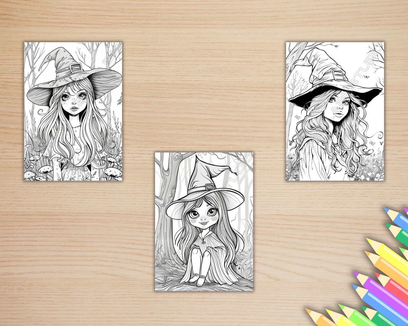 20 Cute Witches Coloring Pages for Kids and Adults, Spooky Coloring ...