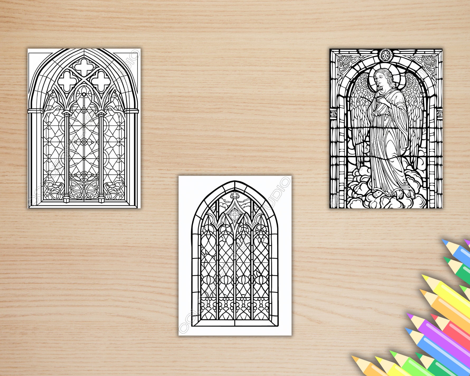 20 Stained Glass Windows Coloring Book for Adult and Kid, Window ...