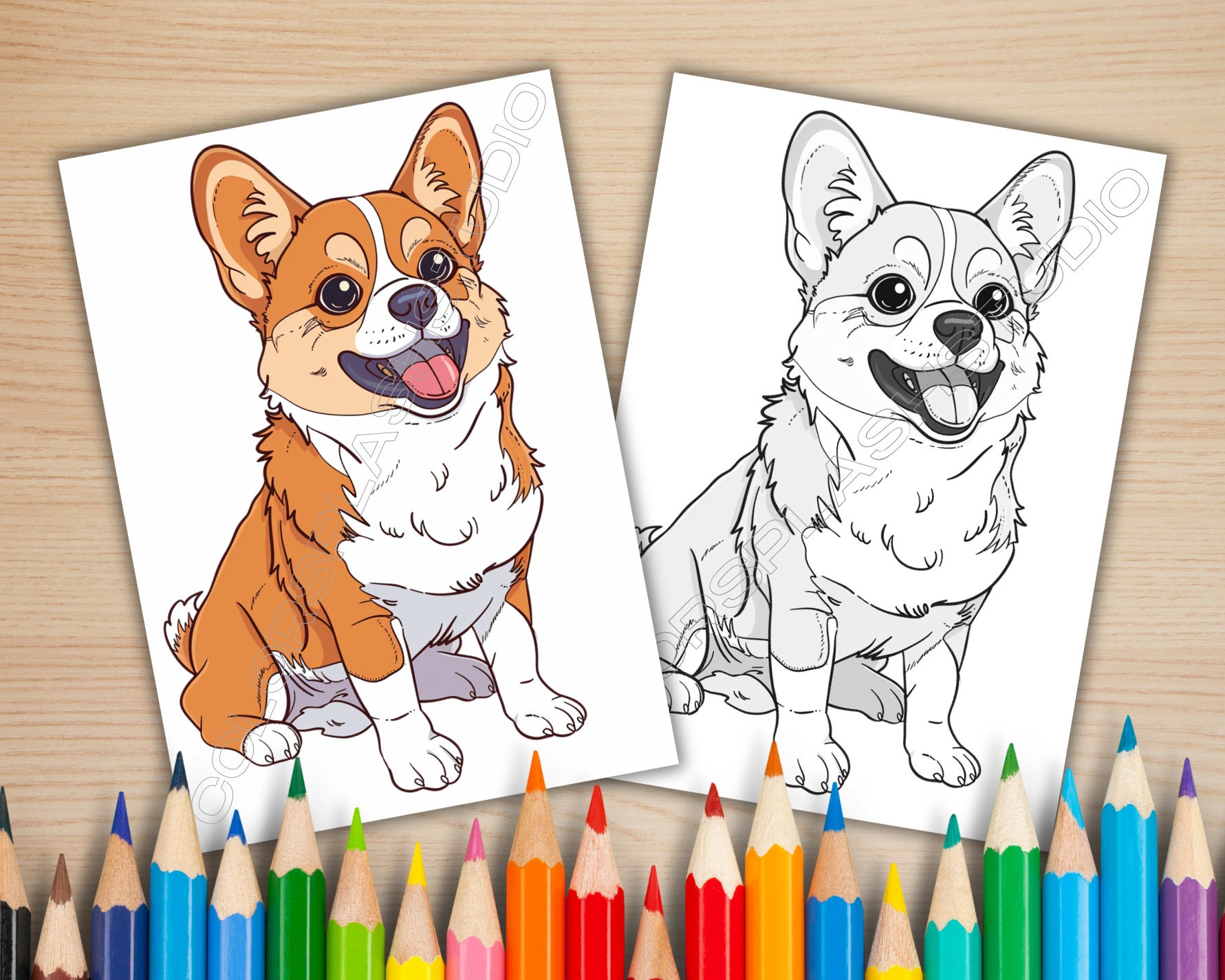 20 Adorable Cute Dogs Coloring Pages for Kids and Adults, Animal ...
