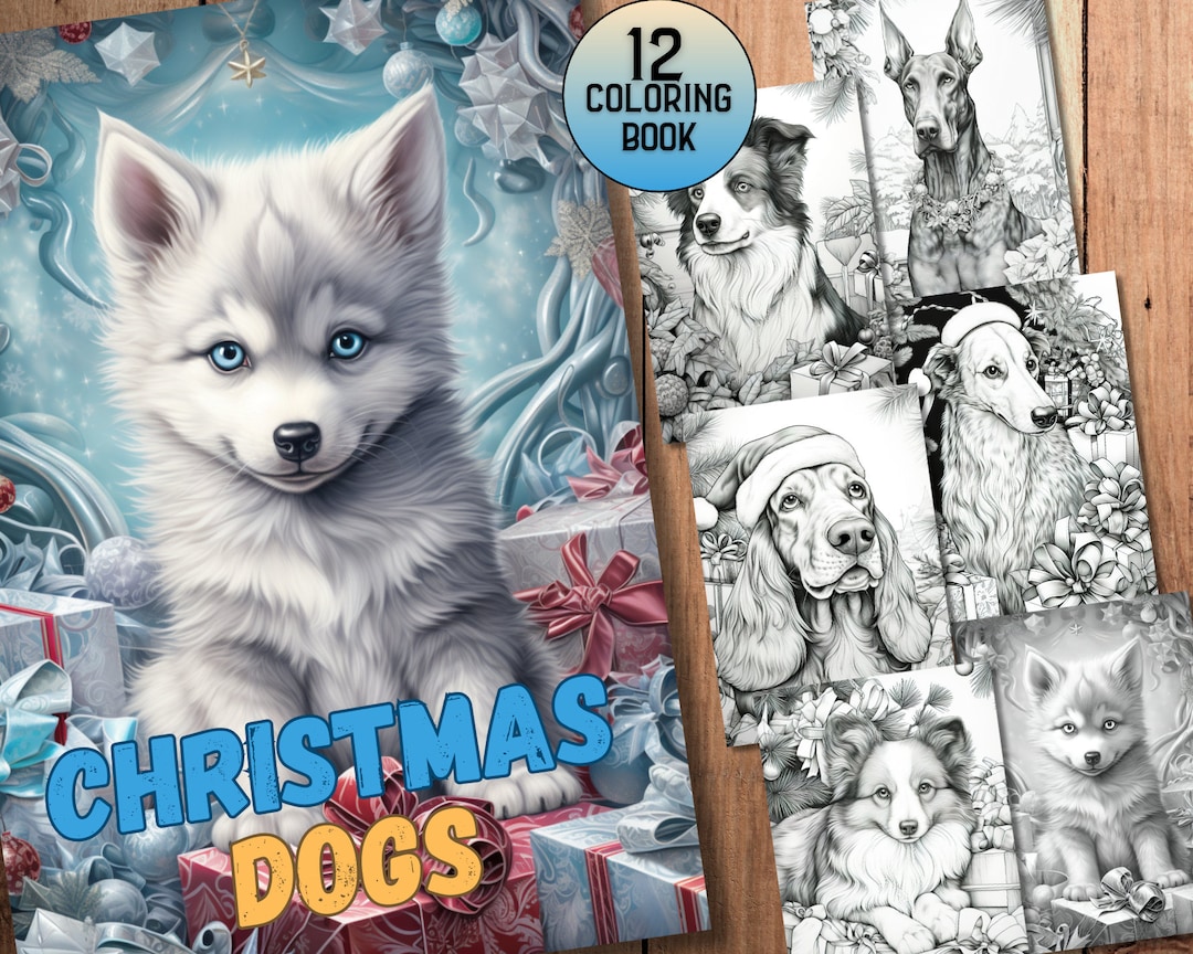 12 Cute Christmas Dogs Coloring Pages Set 02 - Printable Coloring Pages ...
