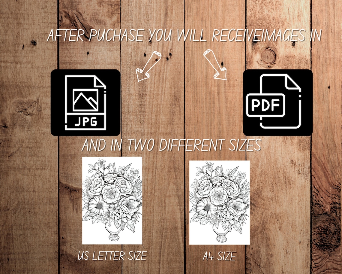 20 Enchanted Bouquet of Flowers Coloring Page, Floral Coloring Book ...