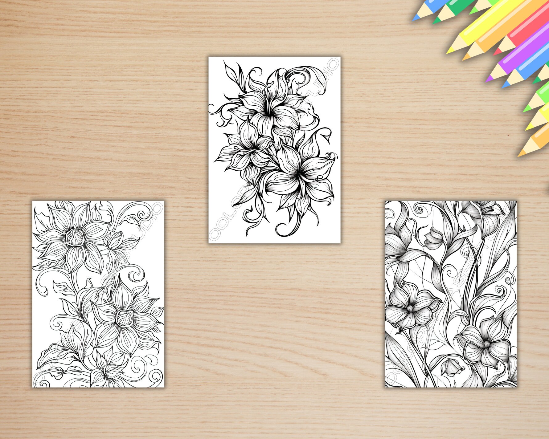20 Swirl With Flower Coloring Book for Kids and Adults, Floral Coloring ...