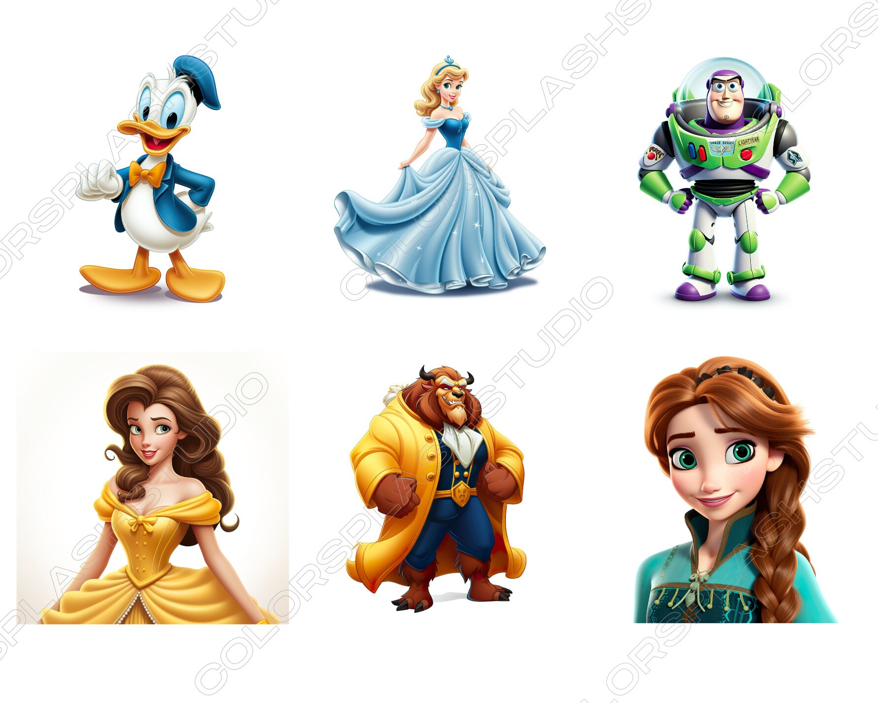 23 Cartoon Characters Clipart, Cartoon Style Clipart, Frozen, Toy Story ...
