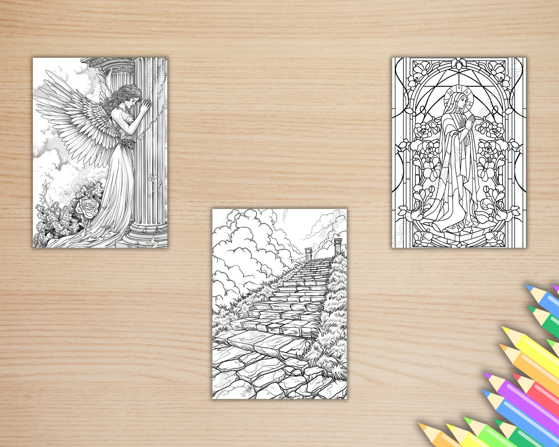 20 Heaven Themed Coloring Pages for Kids and Adult, Angels Coloring ...