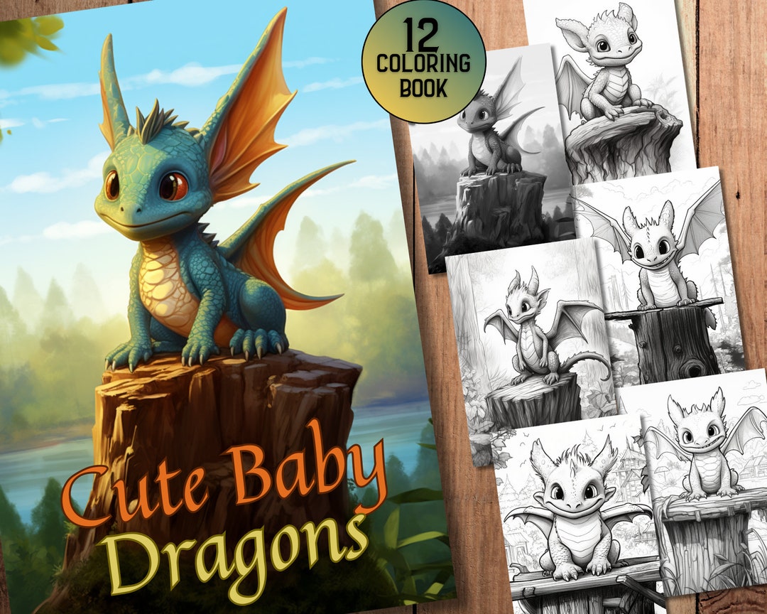 12 Cute Baby Dragon Coloring Book Pt.1 | Adult & Kids Coloring Pages ...