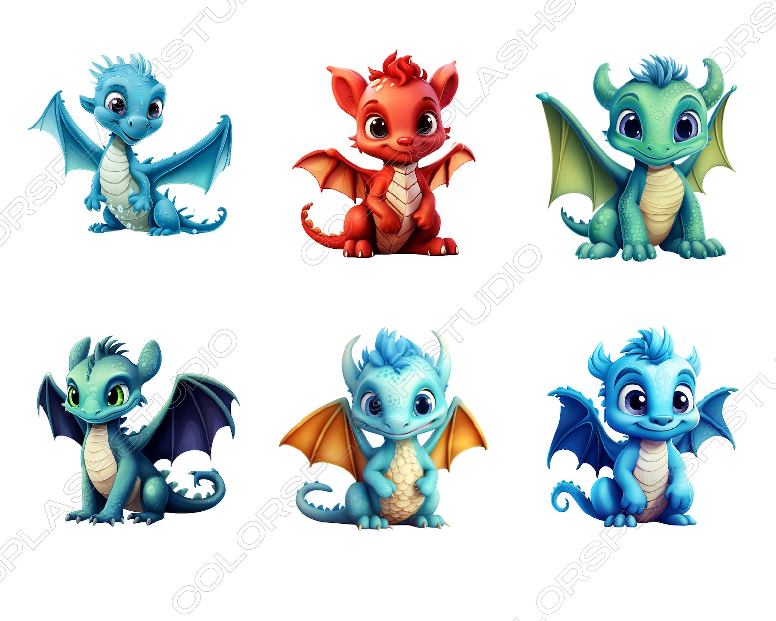 Cute Baby Dragon Clipart, Fantasy Art (PNG, JPG) - Etsy