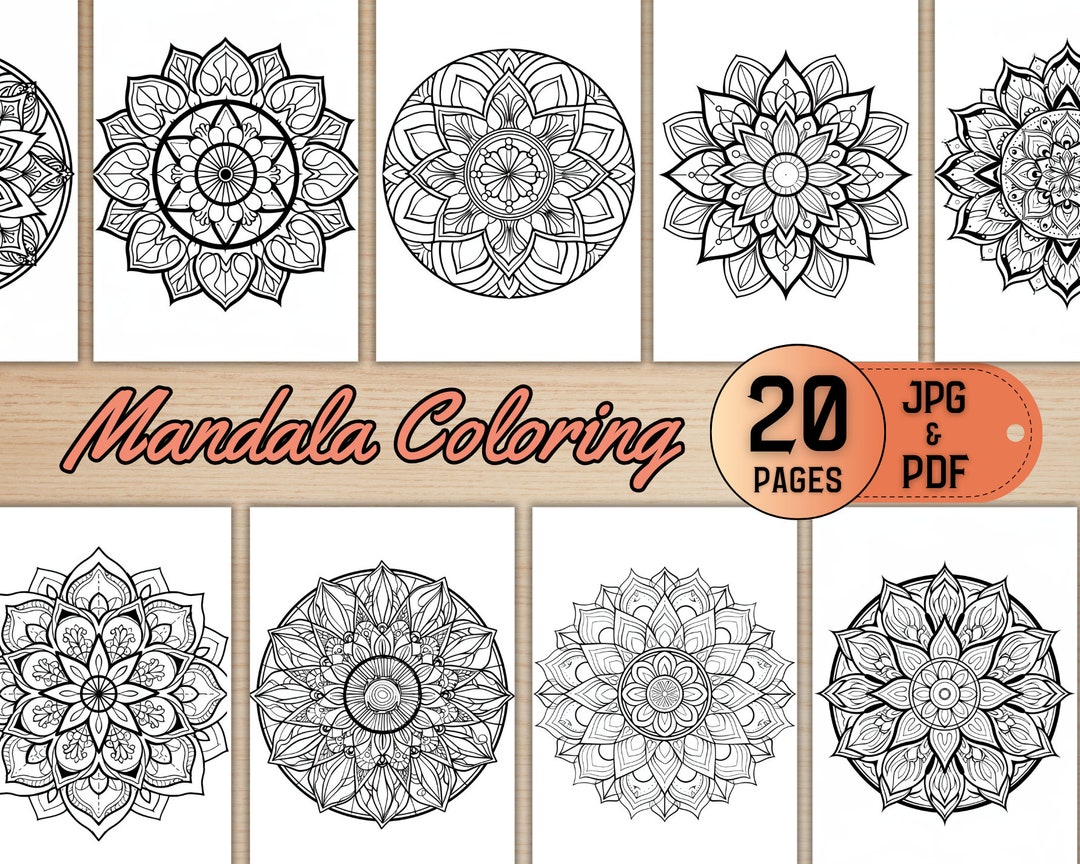 20 Mandala Coloring Page, Adult Coloring Book, Psychedelic Coloring ...