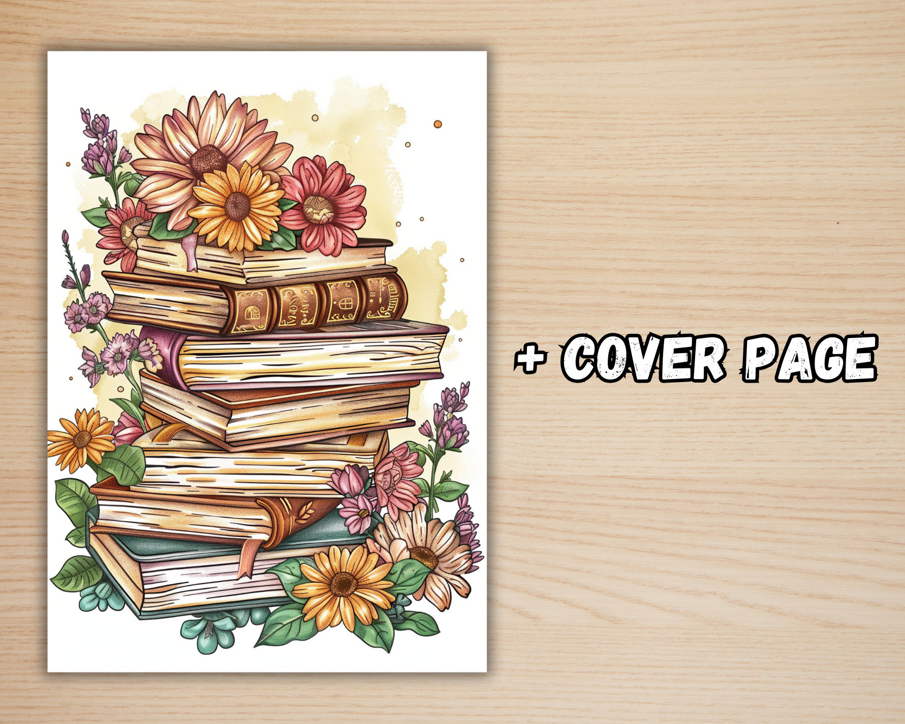 20 Blooming Floral Books Coloring Pages for Kid and Adults Digital ...