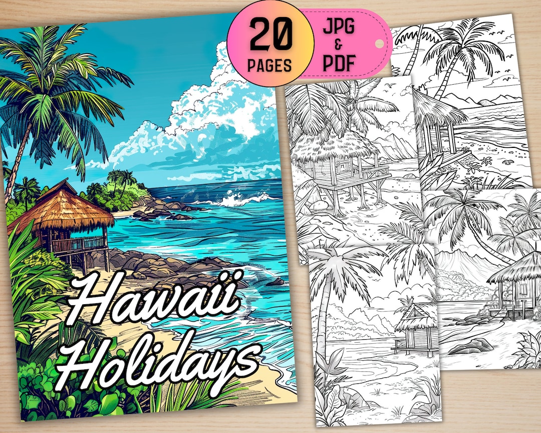 20 Hawaii Beach Coloring Pages for Kids and Adults in JPG and PDF ...