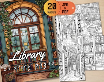 Enchanted Library Coloring Book - Etsy