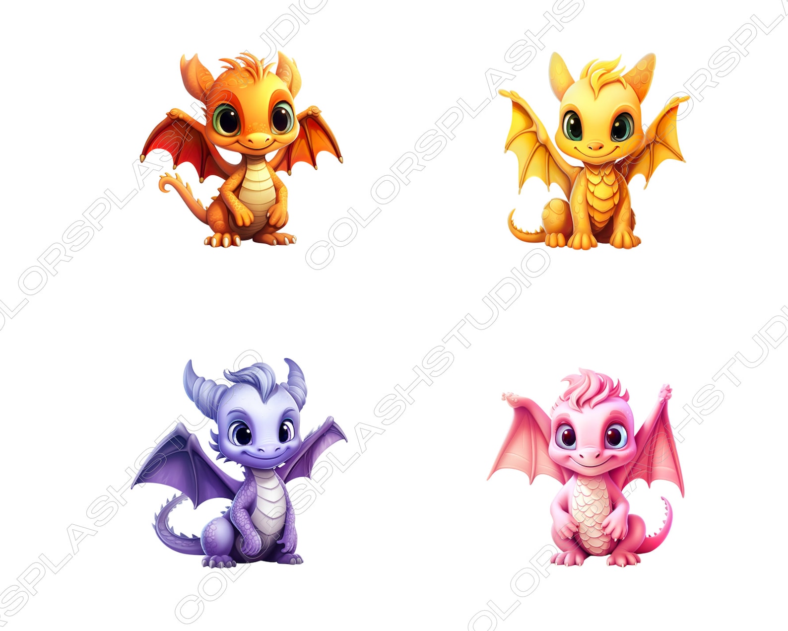 Cute Baby Dragon Clipart, Fantasy Art (PNG, JPG) - Etsy