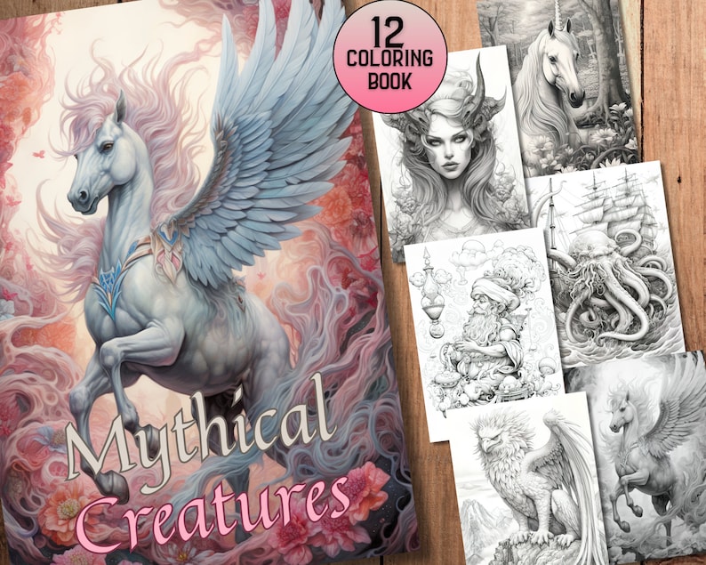12 Mythical Creatures Coloring Book Pt.1 | Adult & Kids Coloring Pages ...