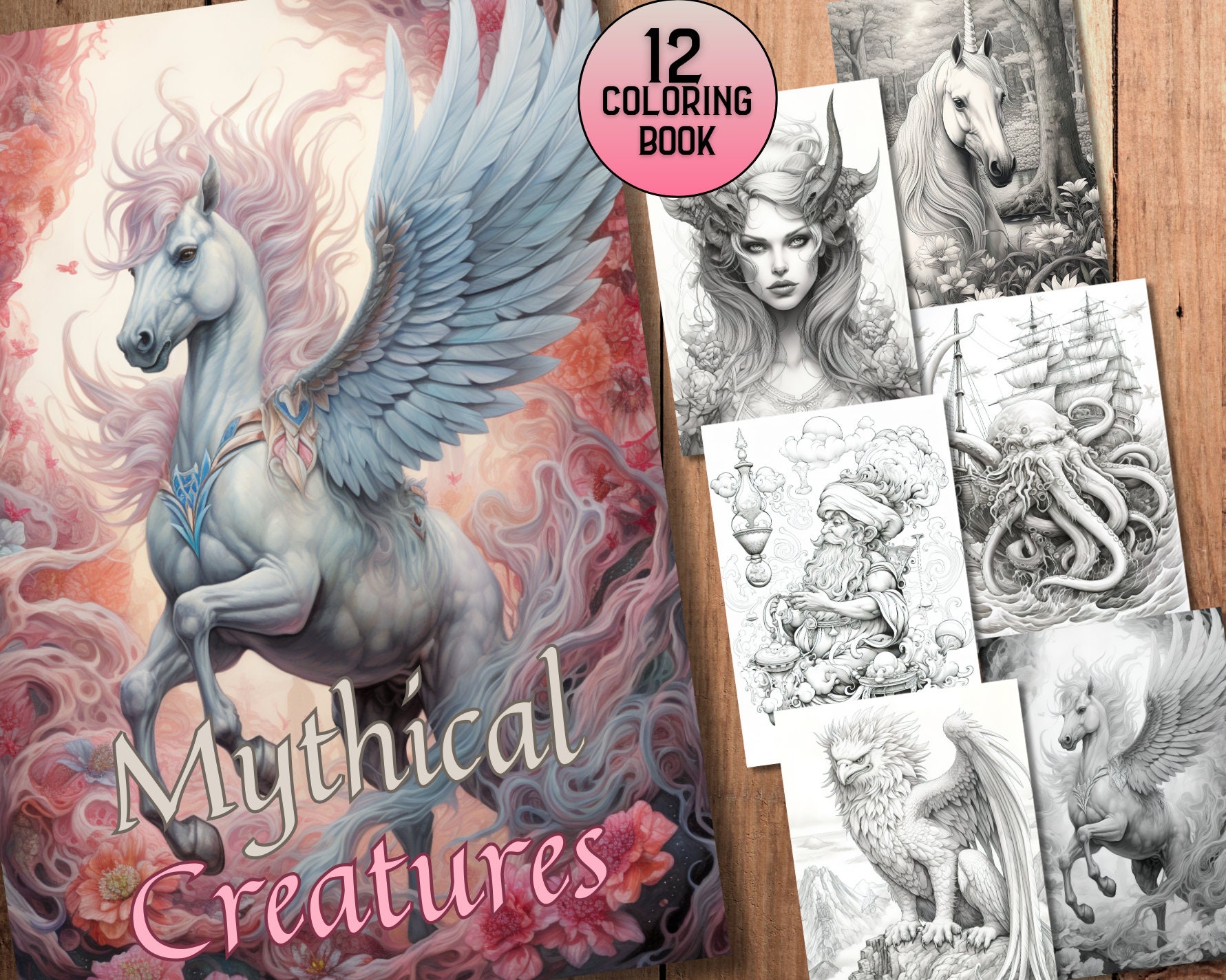 12 Mythical Creatures Coloring Book Pt.1 | Adult & Kids Coloring Pages ...